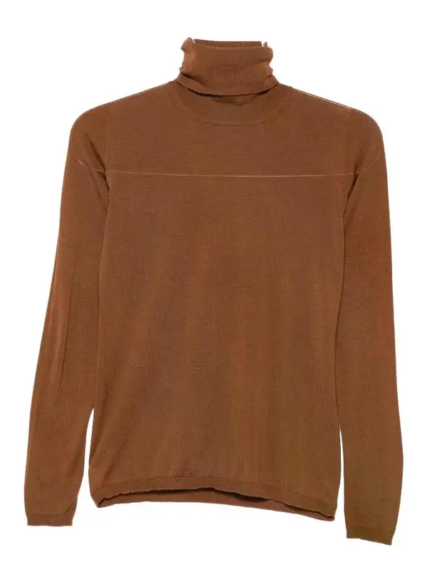 Max Mara Saluto Fine Knit Roll-neck Long-sleeve Sweater - Brown