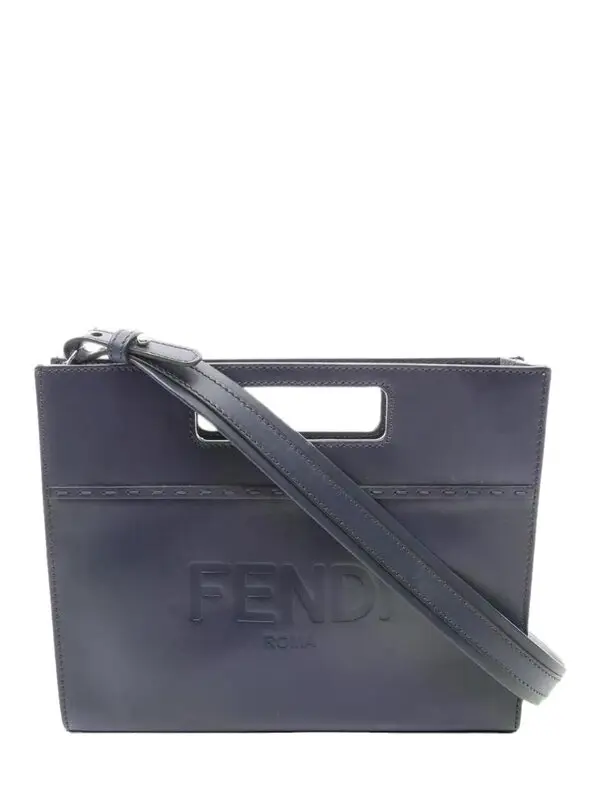 Fendi Leather Cut-out Handle Tote Bag - Blue