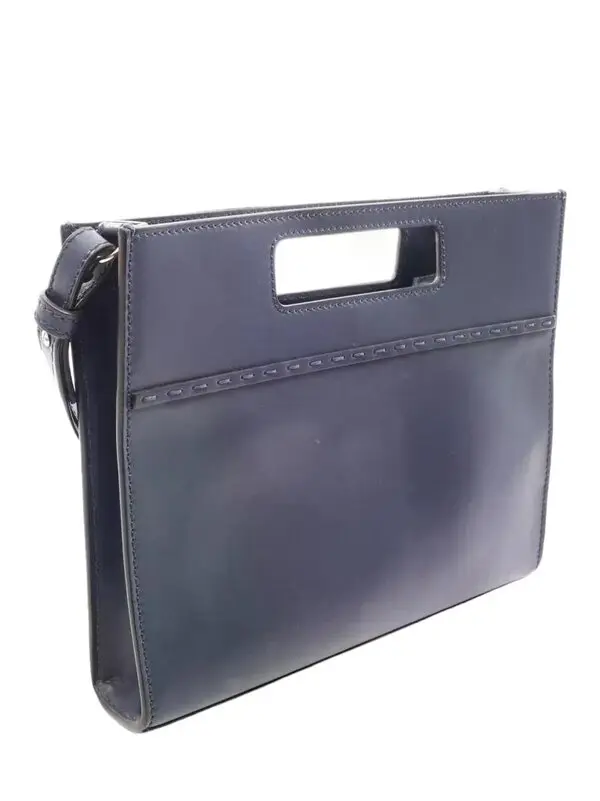 Fendi 2010s Cut-out Handle Leather Tote Bag - Blue