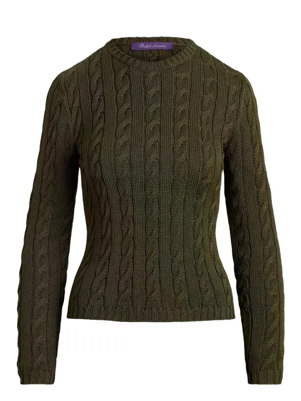 Polo Ralph Lauren Cable-knit Silk-blend Crewneck Jumper - Green