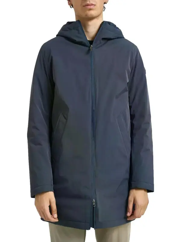 COLMAR Hooded Raincoat With Logo Patch - Blue