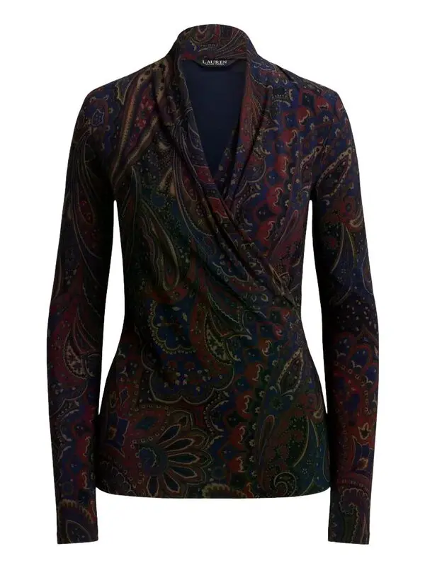 Ralph Lauren Paisley Print Wrap-style Top - Blue