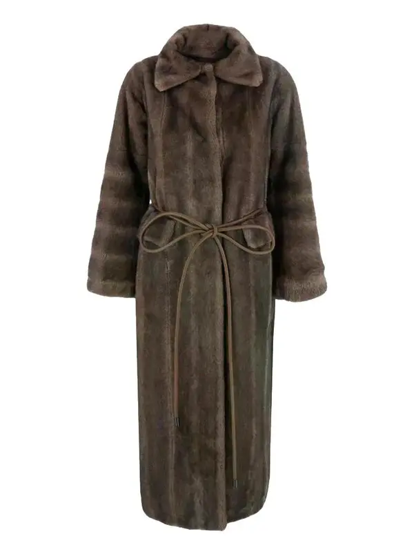 VALENTINI 1972 Belted Faux-fur Coat - Brown