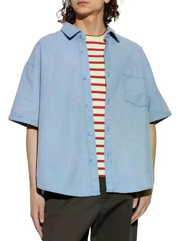 American Vintage Short-sleeve Denim Shirt - Blue