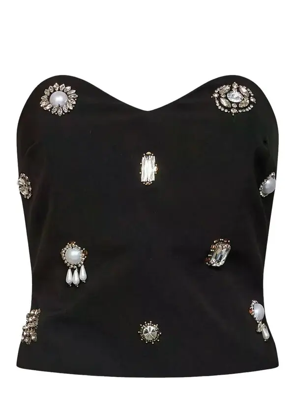ALINA Embellished Strapless Sweetheart Neckline Cropped Top - Black