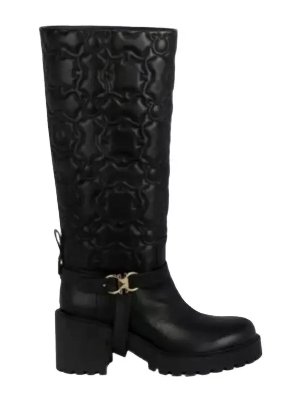 FERRAGAMO Quilted Leather Boots - Black