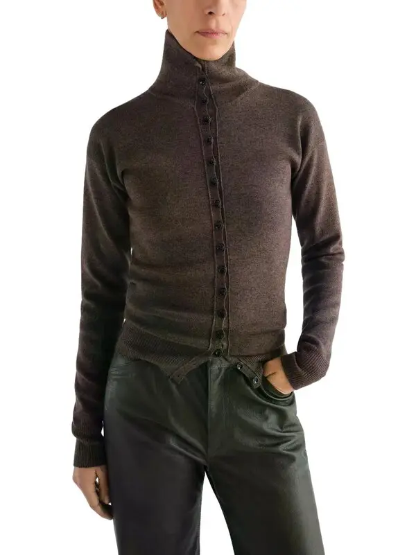 LEMAIRE Buttoned Fine Wool Top - Brown
