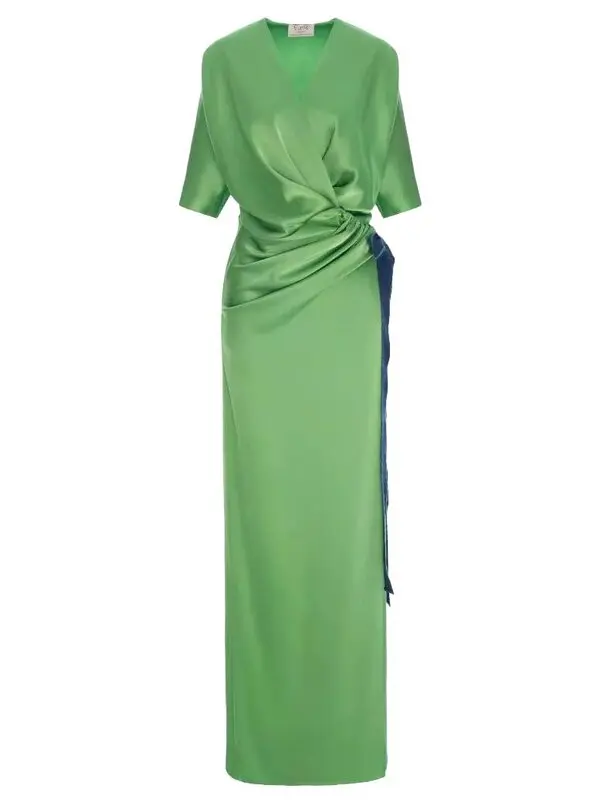 V:PM ATELIER Samantha Draped Maxi Dress - Green
