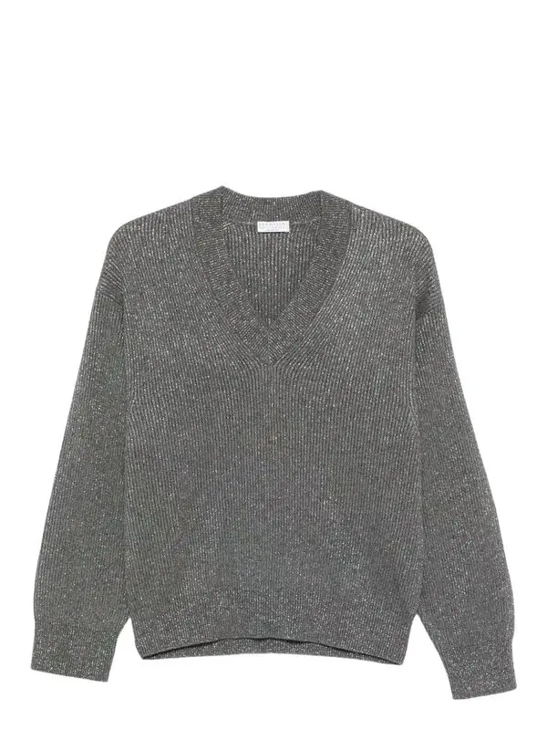 Brunello Cucinelli V-neck Cashmere Sweater - Grey