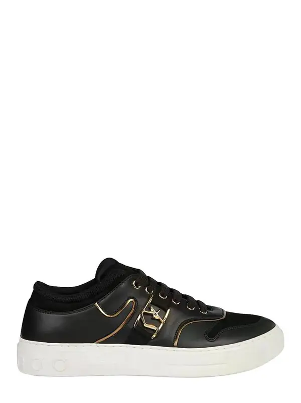 FERRAGAMO Gancini Plaque Low-top Sneakers - Black
