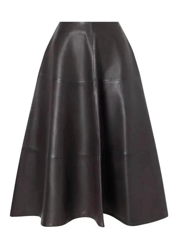 Altuzarra Varda Paneled Leather Midi Skirt - Brown