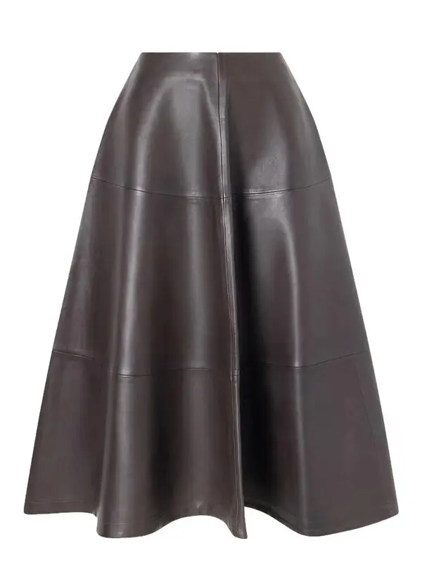 Altuzarra Varda Paneled Leather Midi Skirt - Brown