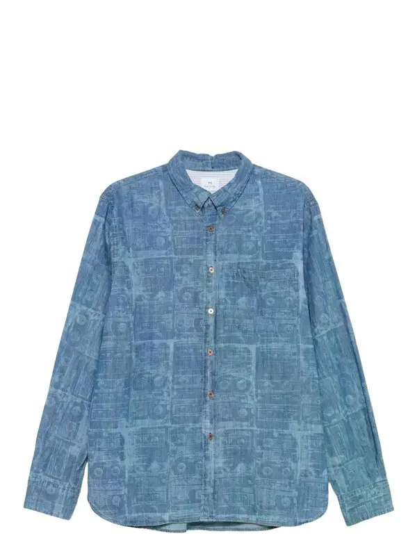 Paul Smith Cassette-print Button-down Shirt - Blue