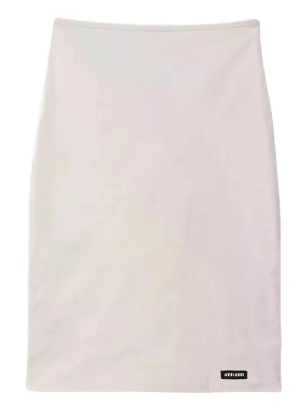 Miu Miu Stretch Poplin Pencil Skirt With Washed Treatment - Neutrals