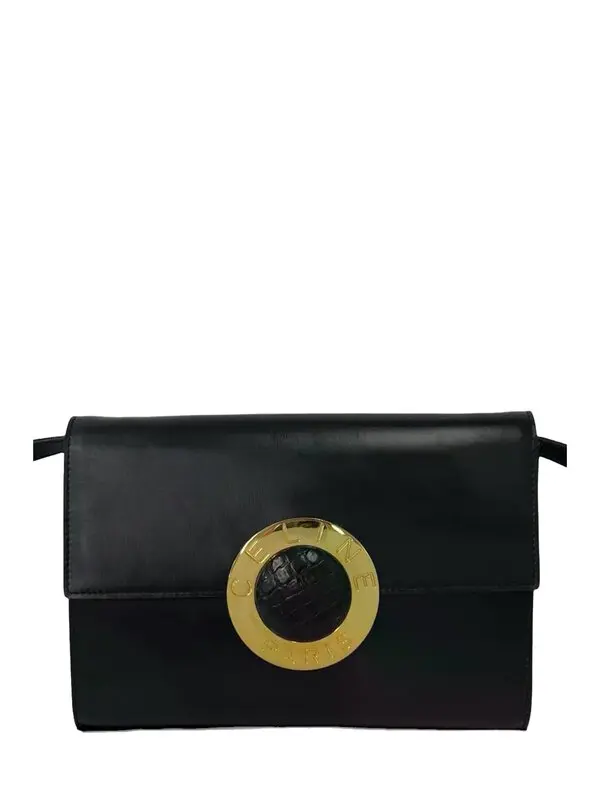 Celine Calfskin Circle Logo Crossbody Bag - Black