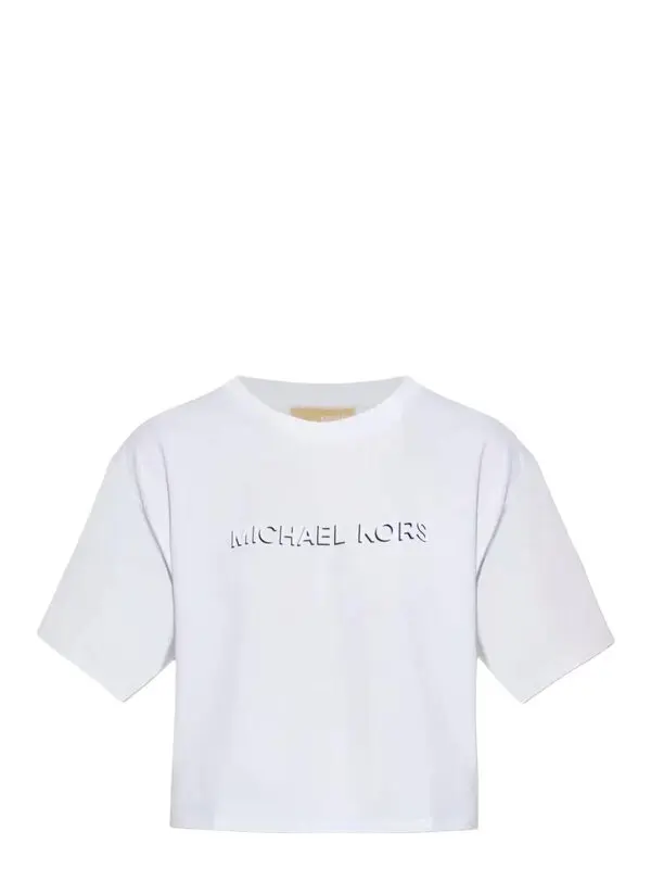 Michael Kors Logo-embossed Cropped T-shirt - White