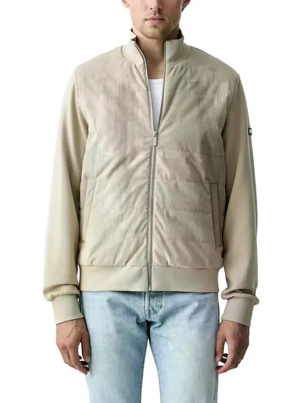 Karl Lagerfeld Corduroy Bomber Jacket With Zip Closure And Logo Detail - Neutrals