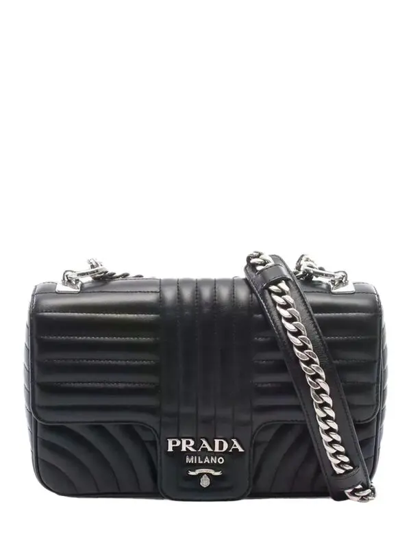 Prada Soft Calf Impunture Diagramme Bag - Black