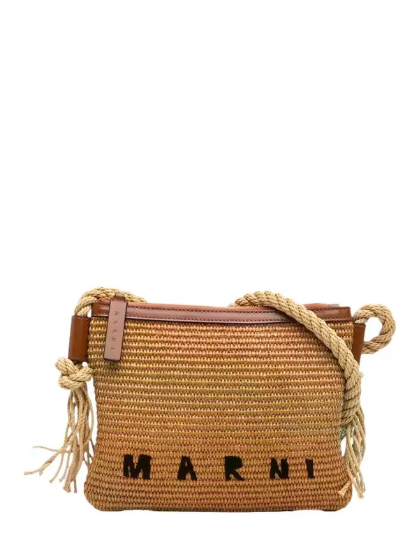 Marni 2010-2026 Raffia Logo Crossbody Bag - Neutrals