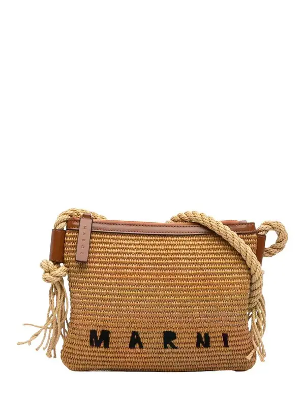 Marni Raffia Logo Crossbody Bag - Neutrals