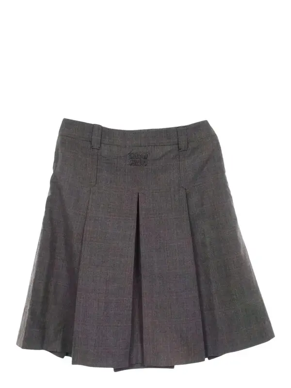 Miu Miu Pleated Plaid Mini Skirt - Grey