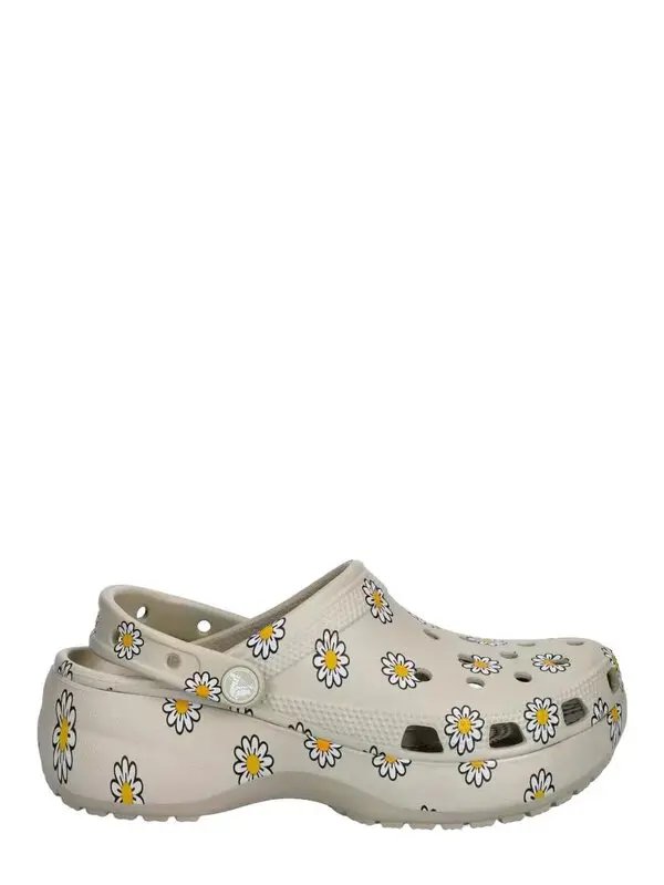 CROCS Classic Floral Platform Clogs - Neutrals