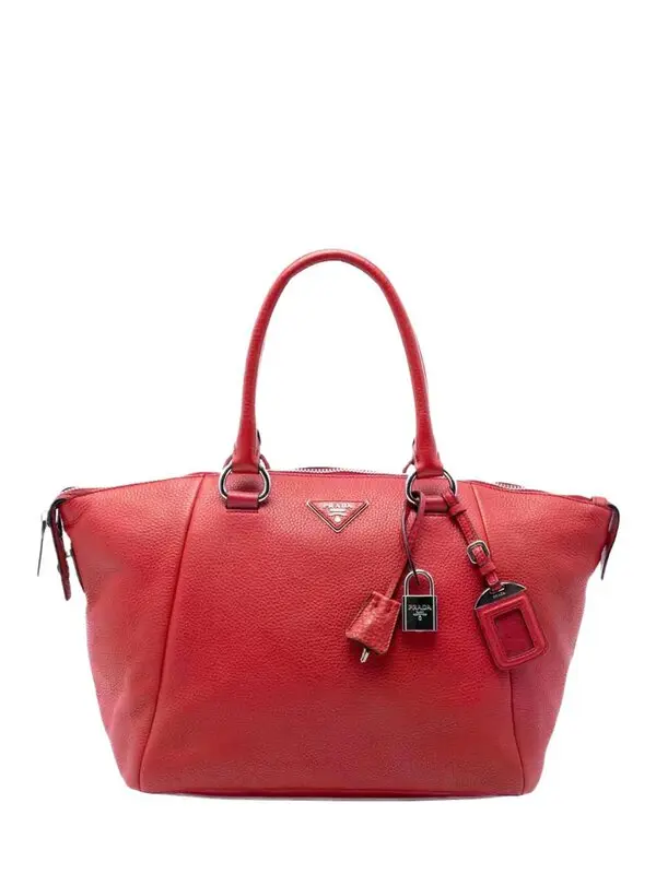 Prada Vitello Daino Double Handle Satchel - Red
