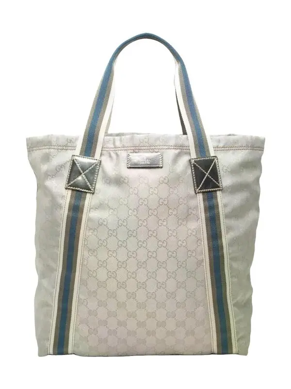Gucci Gg Canvas Web Tote Bag - Grey