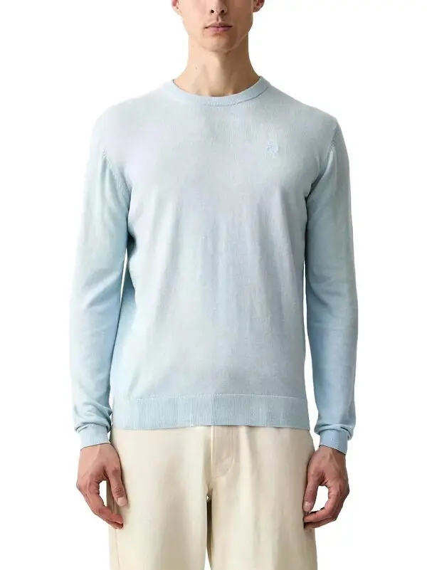 Karl Lagerfeld Fine Knit Embroidered Logo Sweater - Blue