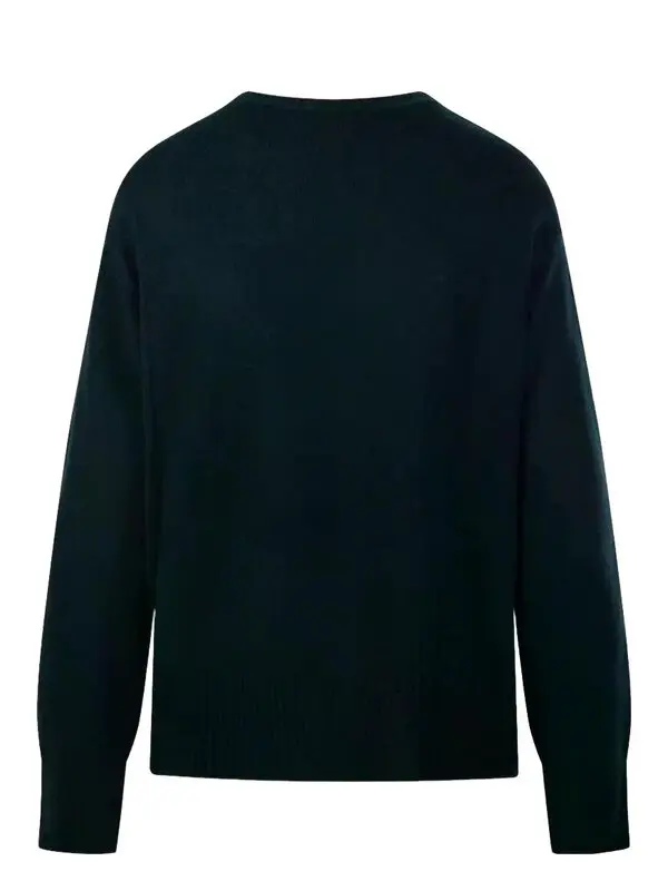 BEYOU Ribbed Knit Crew-neck Sweater - Green