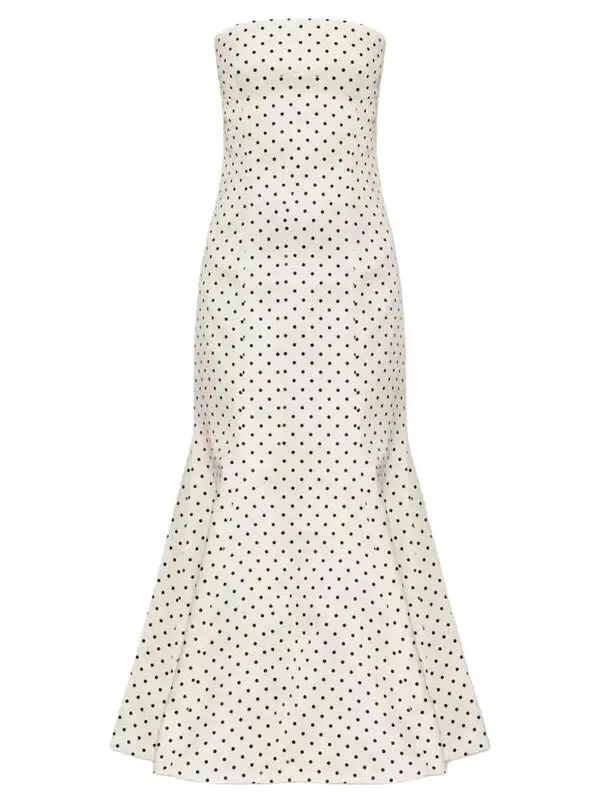 ROTATE BY BIRGER CHRISTENSEN Polka-dot Strapless Midi Dress - Neutrals