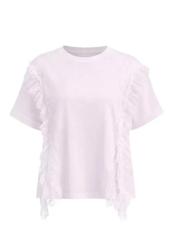 Marella Lace-trimmed Ruffled T-shirt - White