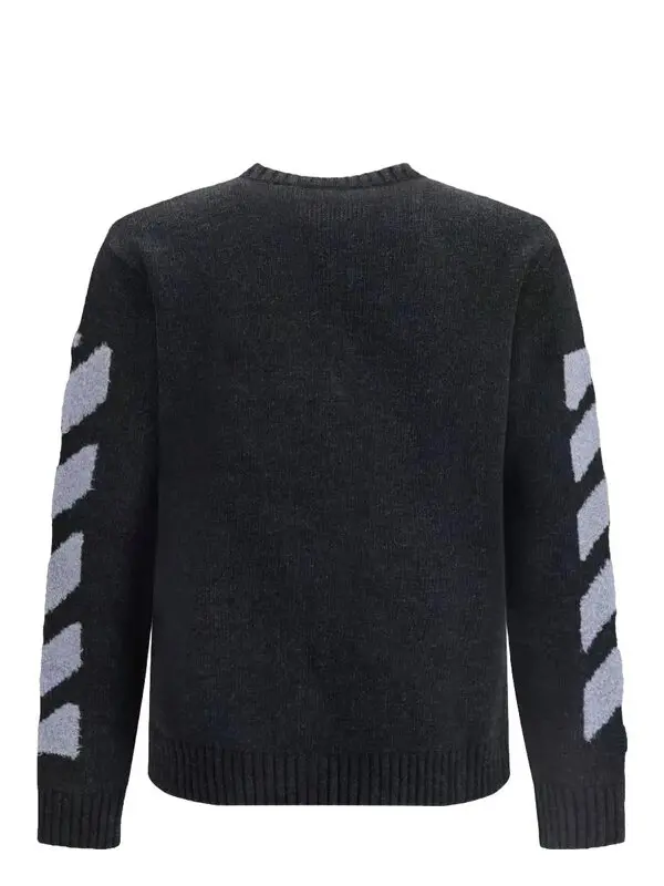 Off-White Diagonals Logo-embroidered Crew Neck Sweater - Grey