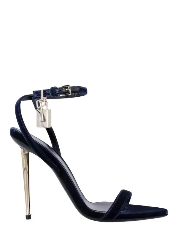 TOM FORD Velvet Padlock Pointy Naked Sandals - Blue