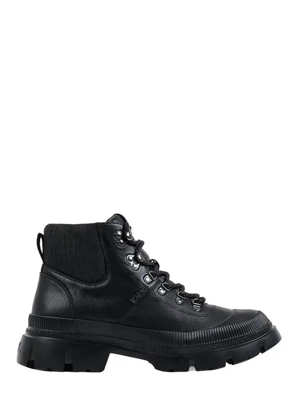 Karl Lagerfeld Lace-up Panel Boots - Black
