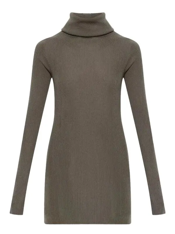 Rick Owens Ribbed Knit Turtleneck Top - Grey
