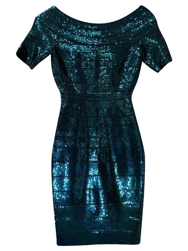 Herve Leger Carmen Bandage Sequin Dress - Blue