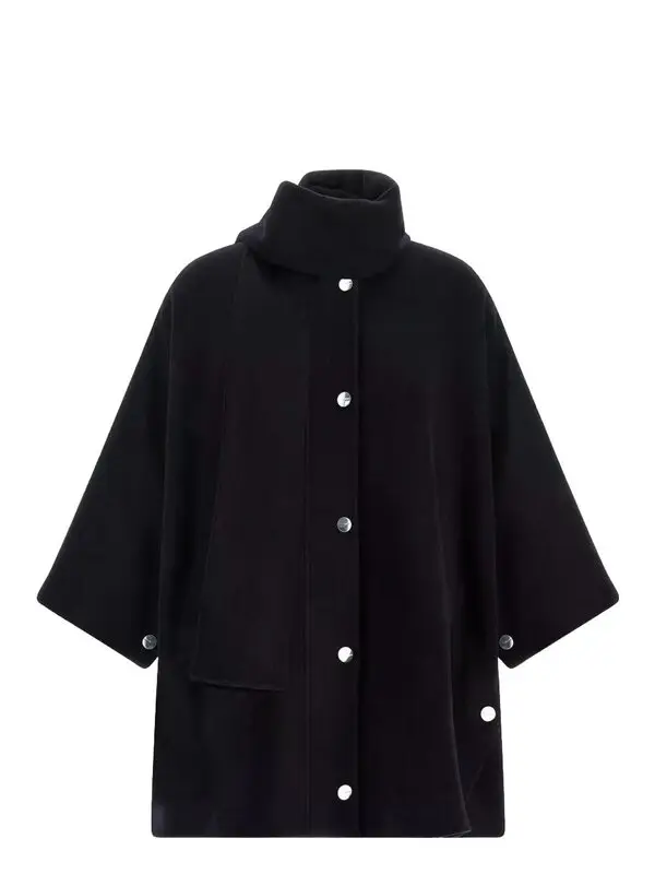 Pinko Caban Scarf-panel Wool Cape Coat - Blue