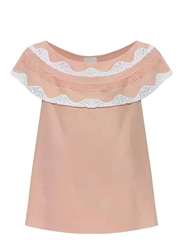 Posse Tabitha Lace-trimmed Pleated Blouse - Pink
