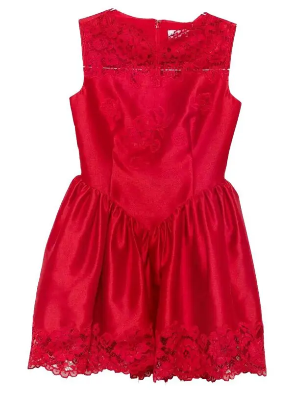 SELF-PORTRAIT Lace-trim Mini Dress - Red