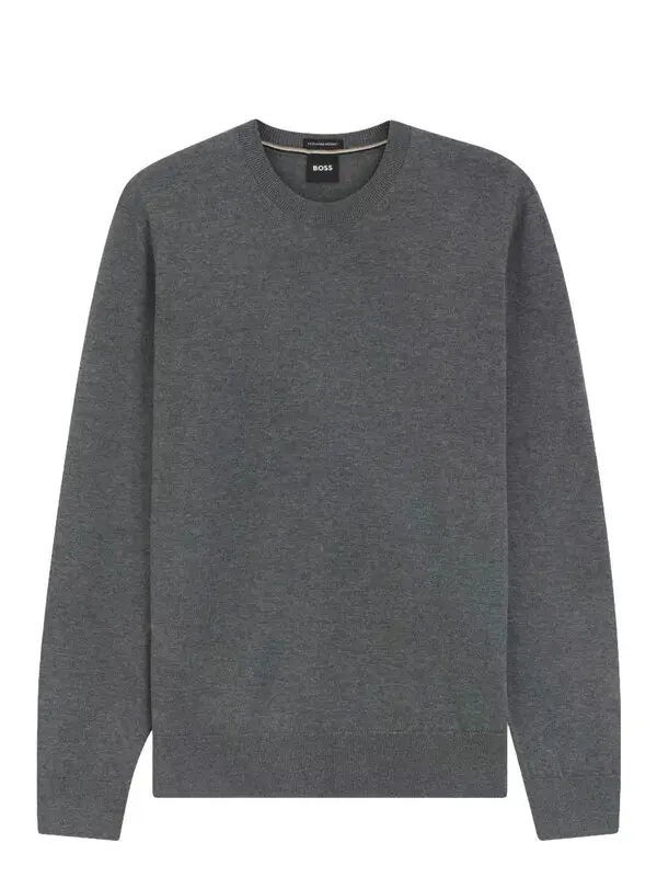 BOSS Crew Neck Long Sleeve Sweater - Grey