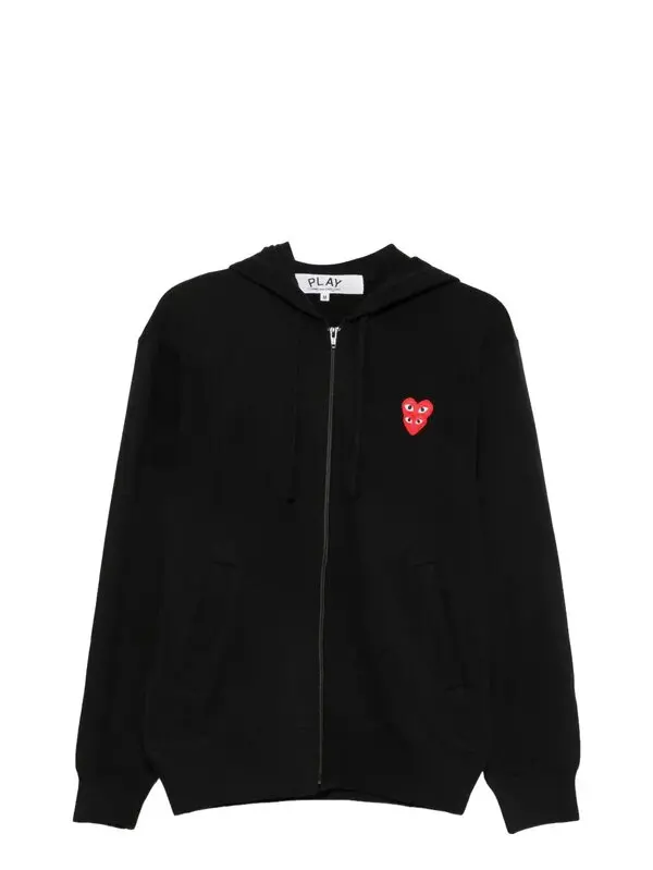 Play Comme Des Garcon Heart-patch Zip-up Hoodie - Black