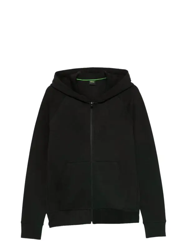 BOSS Logo-print Zip-up Hoodie - Black