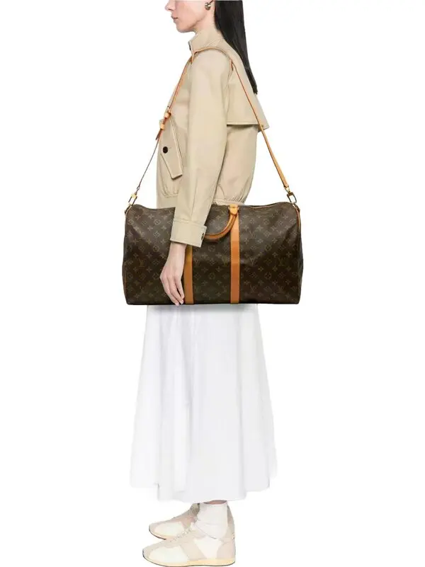 LOUIS VUITTON 1995 Monogram Keepall Bandouliere 50 Travel Bag - Brown