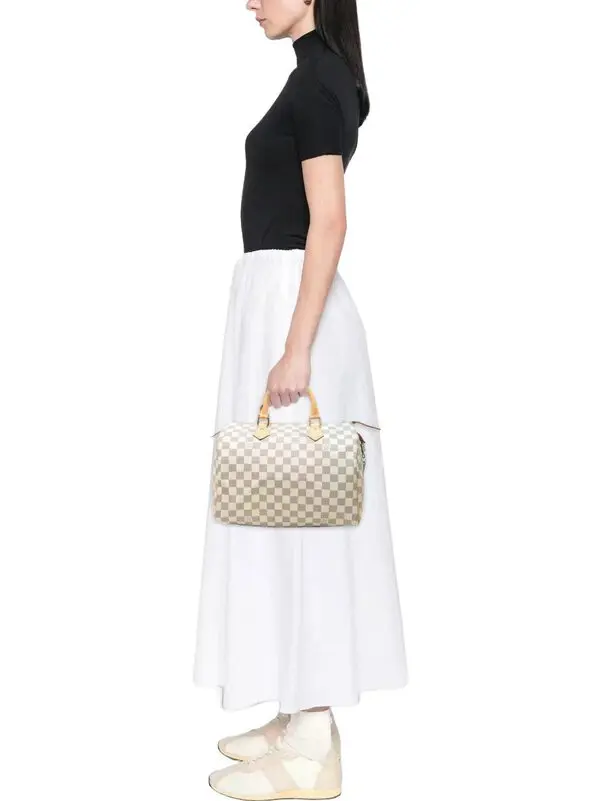 LOUIS VUITTON 2019 Damier Azur Speedy 30 Boston Bag - White