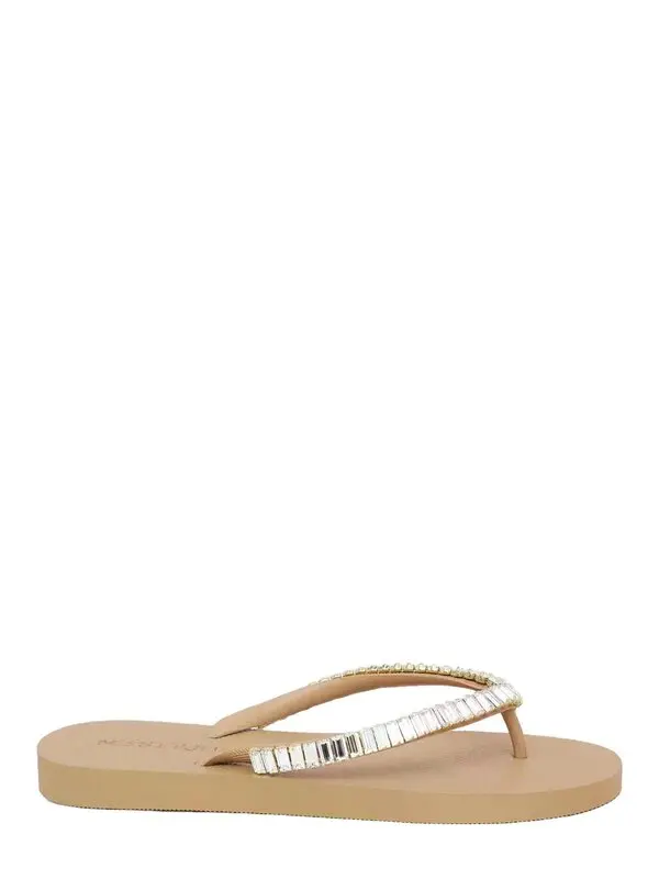 Mystique Crystal Embellished Flip Flops - Neutrals