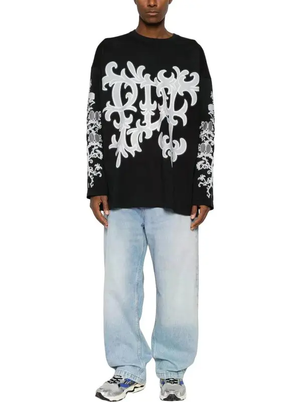 PDF Graphic-print Long-sleeve T-shirt - Black