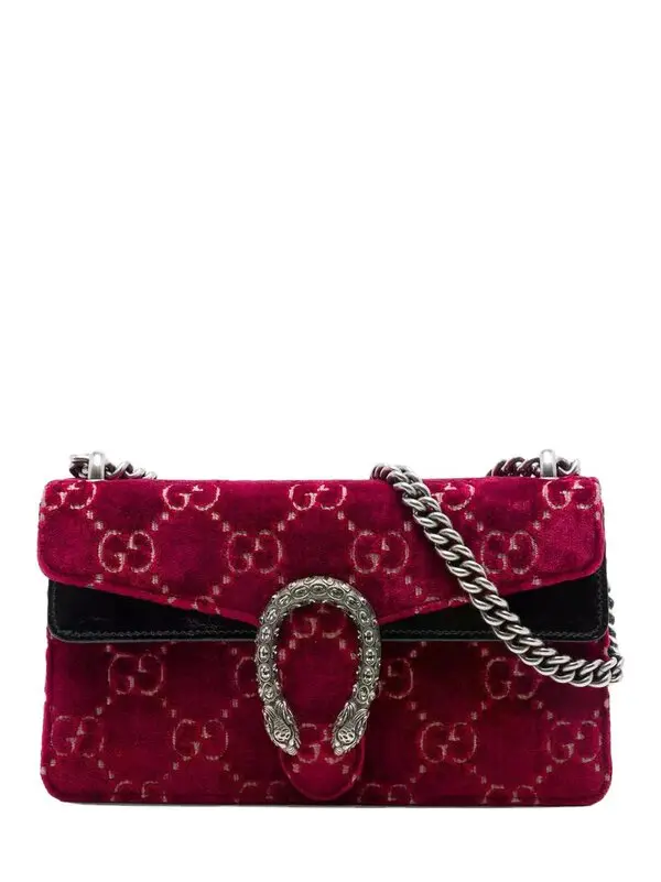 Gucci Gg Velvet Dionysus Crossbody Bag - Red