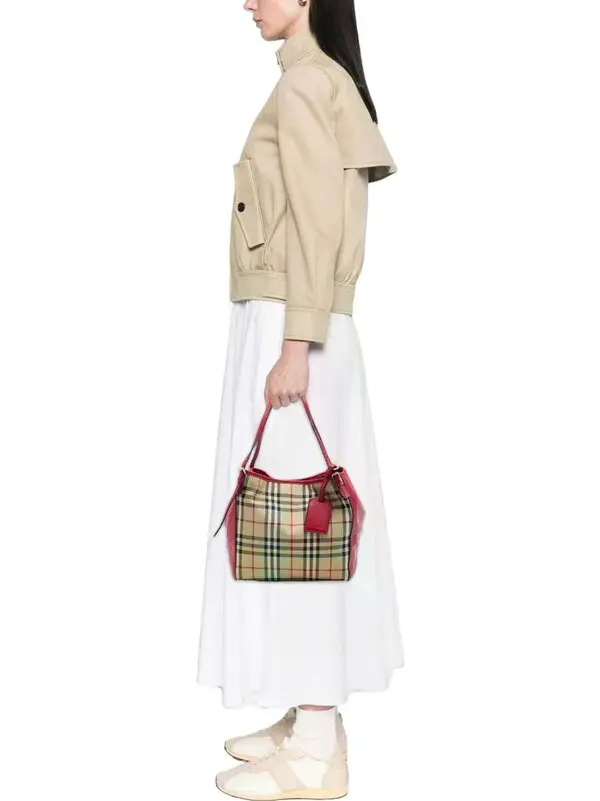 Burberry 2000-2017 Small Haymarket Check Nylon And Calfskin Canterbury Tote Bag - Neutrals
