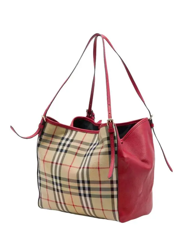 Burberry Haymarket Check Nylon And Calfskin Canterbury Tote Bag - Neutrals